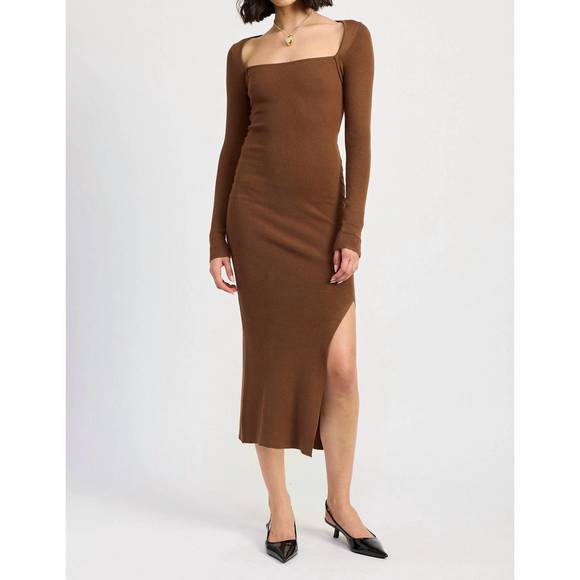 emory park | Dresses | New Emory Park Square Neck Midi Dress In Chocolate | Poshmark